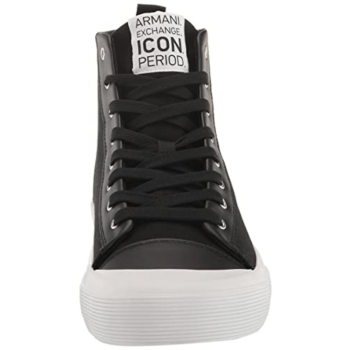 A|X ARMANI EXCHANGE Men's Updated Icon Logo High-Top Sneaker, Black, 10