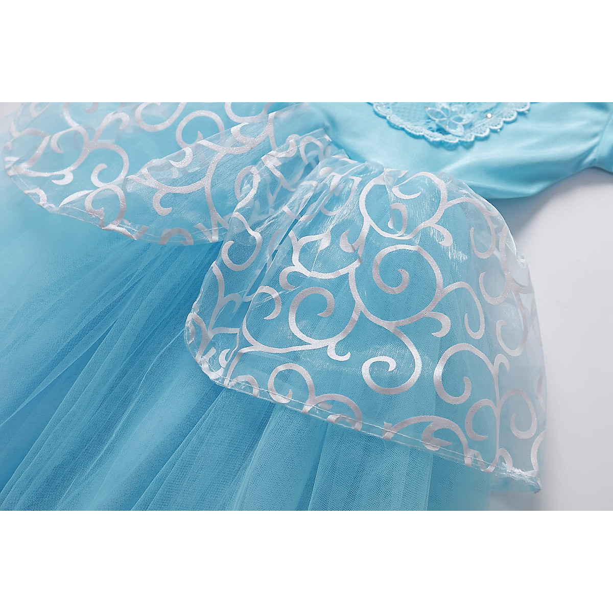 LAUPHIE Princess Costume Cinderella Dresses for Girls Blue Dress Up Clothes Accessories for Toddler Girls Fancy Dress Birthday Party (110 3-4 Years)