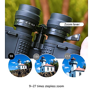 Bird Watching 9-27X50 Binoculars for Adults with Tripod Smartphone Adapter BAK4 Prism FMC Lens Binoculars for Birds Watching Hunting Telescope