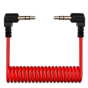 COCOMK TRS Cable,3.5mm TRS to TRS Adapter Microphone Patch Cable,1/8 Aux Cord TRS Audio Converter Patch Cables,Cameras Coiled Live Streaming Mic Cord (Red)