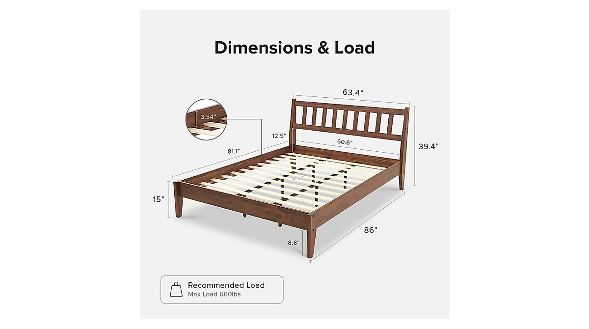 Ted Bed Frame in Walnut - Stylish Mid Century Modern Platform Bed