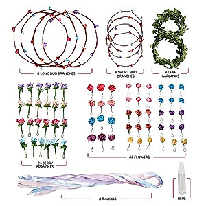 Flower Crowns & Bracelet Making Kit for Girls - Make Your Own Jewelry Kits for Kids - DIY Hair Accessories Set - Arts & Crafts Gift for Ages 6-12 Year Old Girl - Craft Maker Gifts Toys Age 6 7 8 9 10