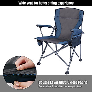 REDCAMP Oversized Camping Chairs for Adults 500lbs, Heavy Duty Hard Arm Portable Folding Chairs for Outside, Firm Outdoor Hunting Sports Chairs for Big and Tall Person