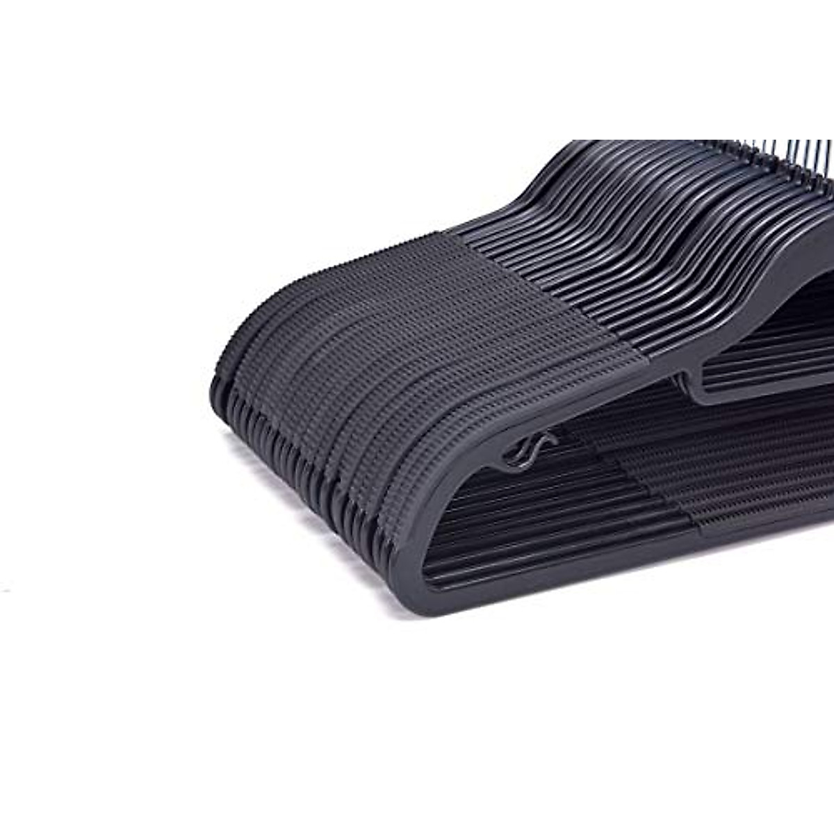 Quality Hangers Clothes Hangers 50 Pack - Non-Velvet Plastic Hangers for Clothes - Heavy Duty Coat Hanger Set - Space-Saving Closet Hangers with Black Swivel Hooks - Functional Non-Flocked Hangers