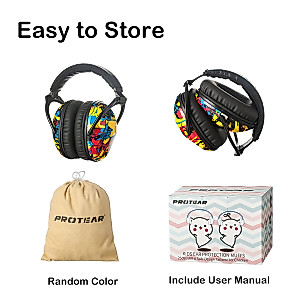 PROTEAR Kids Noise Cancelling Headphones,25dB NRR Hearing Protection,Noise Reduction,Sound Proof for Kids,Toddler Earmuffs for Concert,Airplane,Autism,Monster Jam,Travel,School(Ink-splash)
