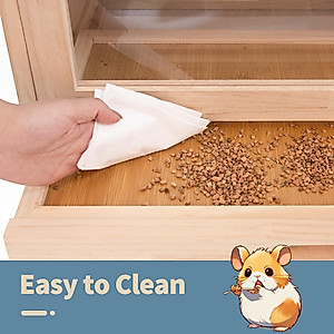 Wooden Hamster Cage and Hideout (23.6" L x 15.7" W x 15.7" H) for Small Animal, Syrian Hamster, Guinea Pig, Gerbil, 2-Tiers with Shelf and Ladder, Waterproof Pull-Out Tray, Natural Wood