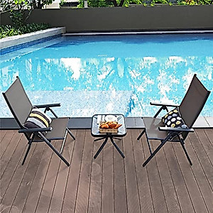 ZHYH Patio Chair 2 Piece Folding Dining Chair with Adjustable Back