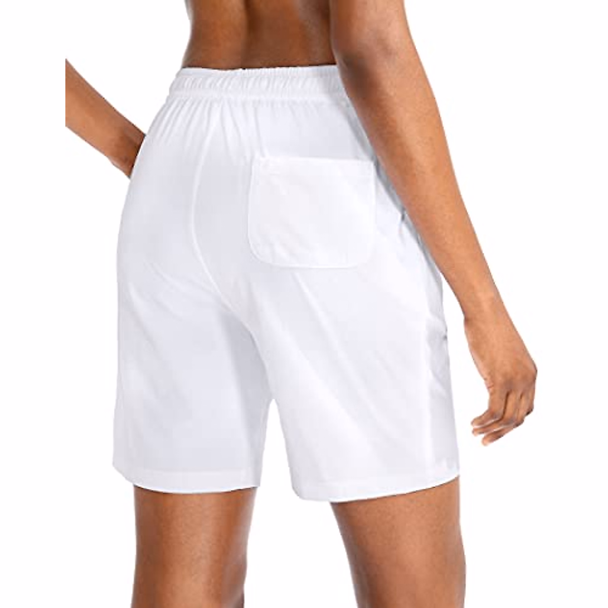 G Gradual Women's Bermuda Shorts Jersey Shorts with Deep Pockets 7" Long Shorts for Women Lounge Walking Athletic (White, Large)
