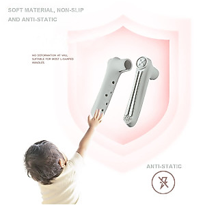 MIKMAYTOO Door Levers Handle Cover, 2 PCS Anti-Collision Anti Static Electricity Door Handle Silicone Protective Cover for Children protectoin (Grey)