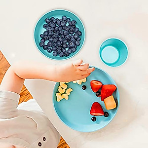 Kids Plates Bowls and Cups Sets Wheat Straw Small Bowl Sets Unbreakable Microwave Dishwasher Safe Dinnerware Sets for Rice,Soup ,Pasta，Corn Flake ，Snacks，Side Dishes[Set of 18]