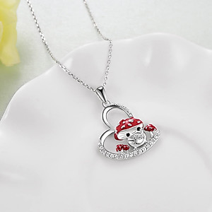 TYSO Mushroom Necklace 925 Sterling Silver Frog Mushroom Pendant Jewelry Gifts for Women