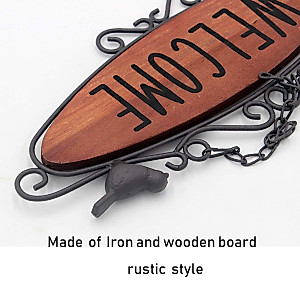 Funerom Rustic Small Wooden Welcome Sign Hanging Wood Farmhouse Porch Decorations for Front Door 12.2×5.1 in