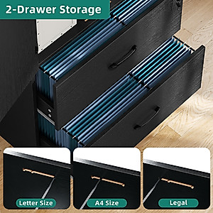 YITAHOME Wood File Cabinets, Heavy Duty Garage Tool Cabinets with Doors & Adjustable Shelves, Big Storage Filing Lockers for Home Office, Living Room, Pantry, Gym, Basement, Warehouse, Black