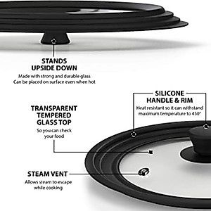 Universal Lid for Pots and Pans, Silicone Lids for Pots and Pans, Pan Lids, [Pack of 2], Frying Pan Cover- Replacement Lids Fits 7-12 inch, Black & Red