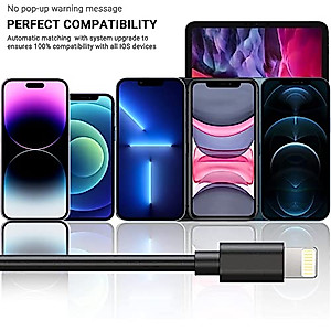 Black iPhone Charger Cord, 3-Pack 3FT MFi Certified Fast Charging Cable Data Sync Lightning to USB-A Cable Compatible with iPhone14/13/12/ Mini/Pro/Max/ 11/ XS/XR/SE/ 8/7/ 6/ Plus/iPad/AirPods
