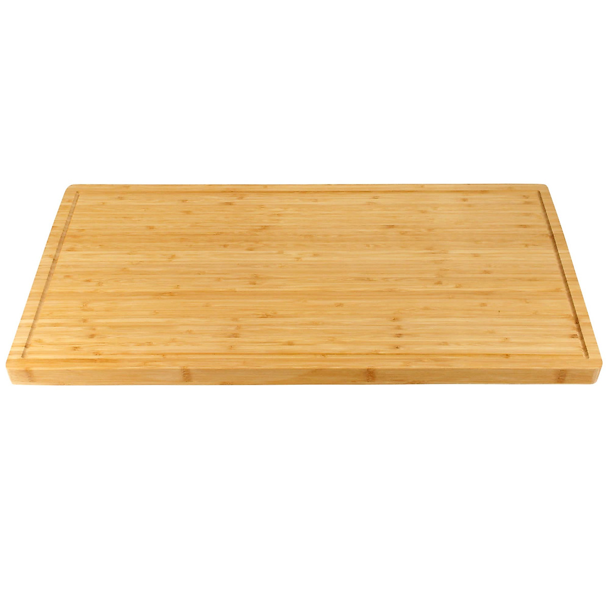 BambooMN Heavy Duty Premium Bamboo Cutting Board - Vertical Cut - Grooved - 24" x 12" x 1"