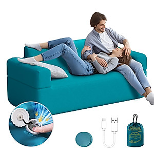 Aerogogo Inflatable Couch Self Inflatable Sofa, Air Couch with Built-in Air Pump Rechargeable, 4kPa High-Pressure & Durable Blow up Couch Camping Couch for Picnic Beach Home (Loveseat)