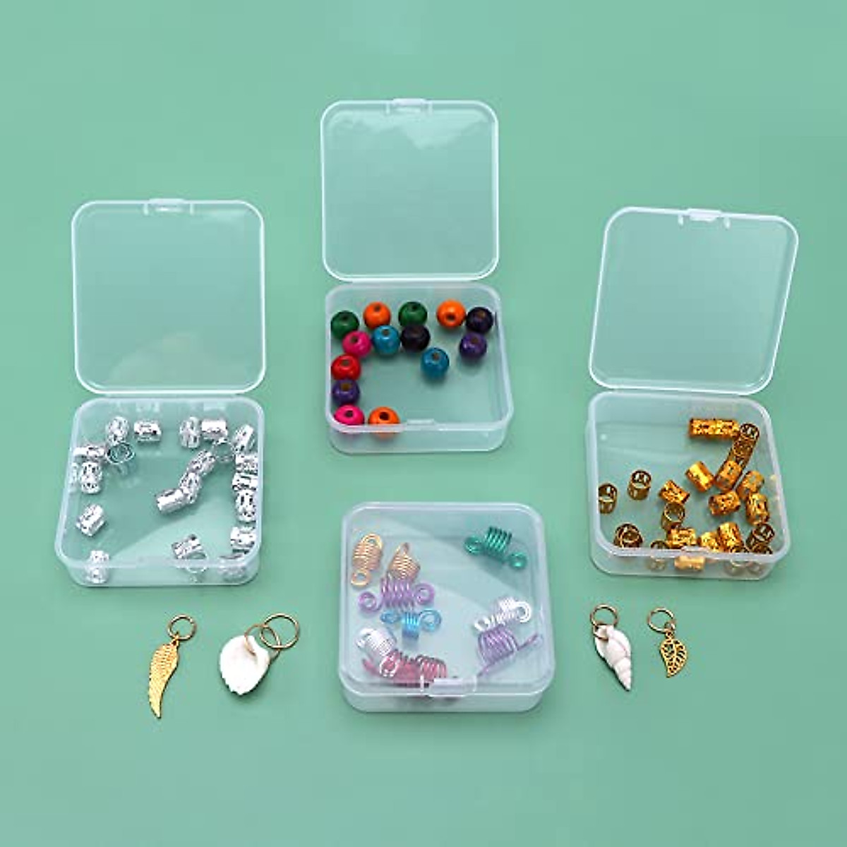 13Pcs Beads Storage Containers Box, Mixed Sizes Clear Plastic Storage Cases with Hinged Lid, Empty Plastic Boxes for Jewelry, Earring, Rings, Keys, Coins, Easy to Distinguish(Clear)
