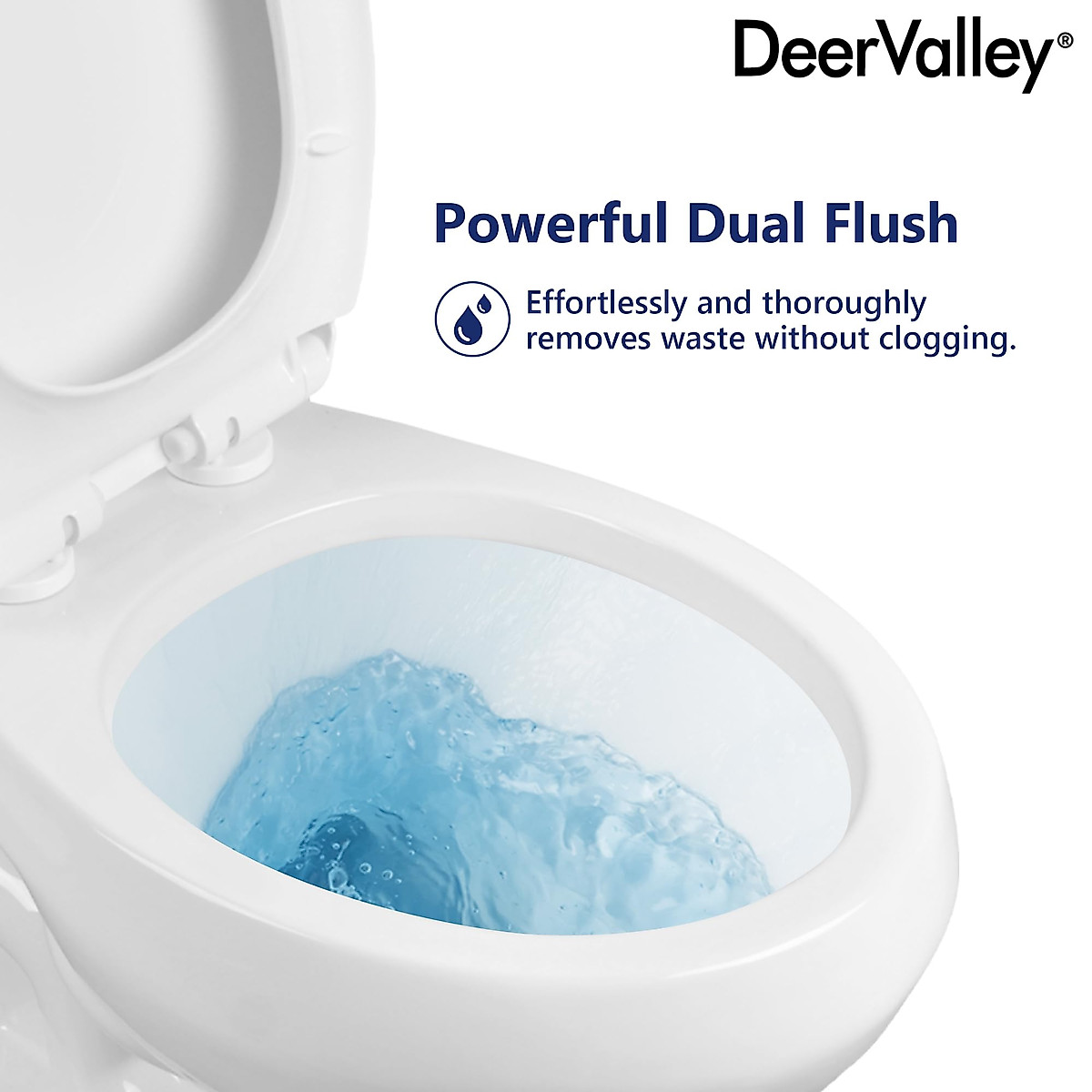 Two-Piece Toilet, DeerValley 17.72" High 12” Rough in Dual Flush 1.1/1.6 GPF and Map 1000g, ADA Chair Height Toilets Bowl With Soft Close Seat for elderly, White DV-2F0079