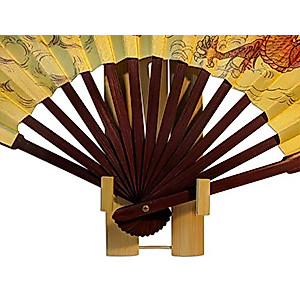 C&K Solutions Bamboo Tripod Folding Fan Stand Wall Mount; Sturdy Display Base; Large Japanese Hand Held Fan Holder