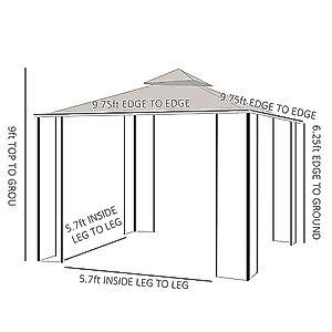 Outsunny 10' x 10' Patio Gazebo, Double Roof Outdoor Gazebo Canopy Shelter with Netting, Steel Corner Frame for Garden, Lawn, Backyard and Deck, Beige