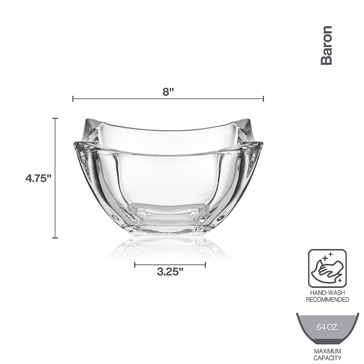 Mikasa Baron Crystal Square Bowl, Clear