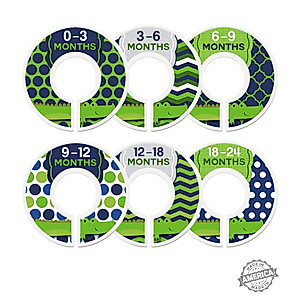 Modish Labels Baby Clothes Size Dividers, Baby Closet Organizers, Size Dividers, Baby Closet Organizers, Closet Dividers, Clothes Organizer, Boy, Woodland, Alligator, Navy, Green (Baby)
