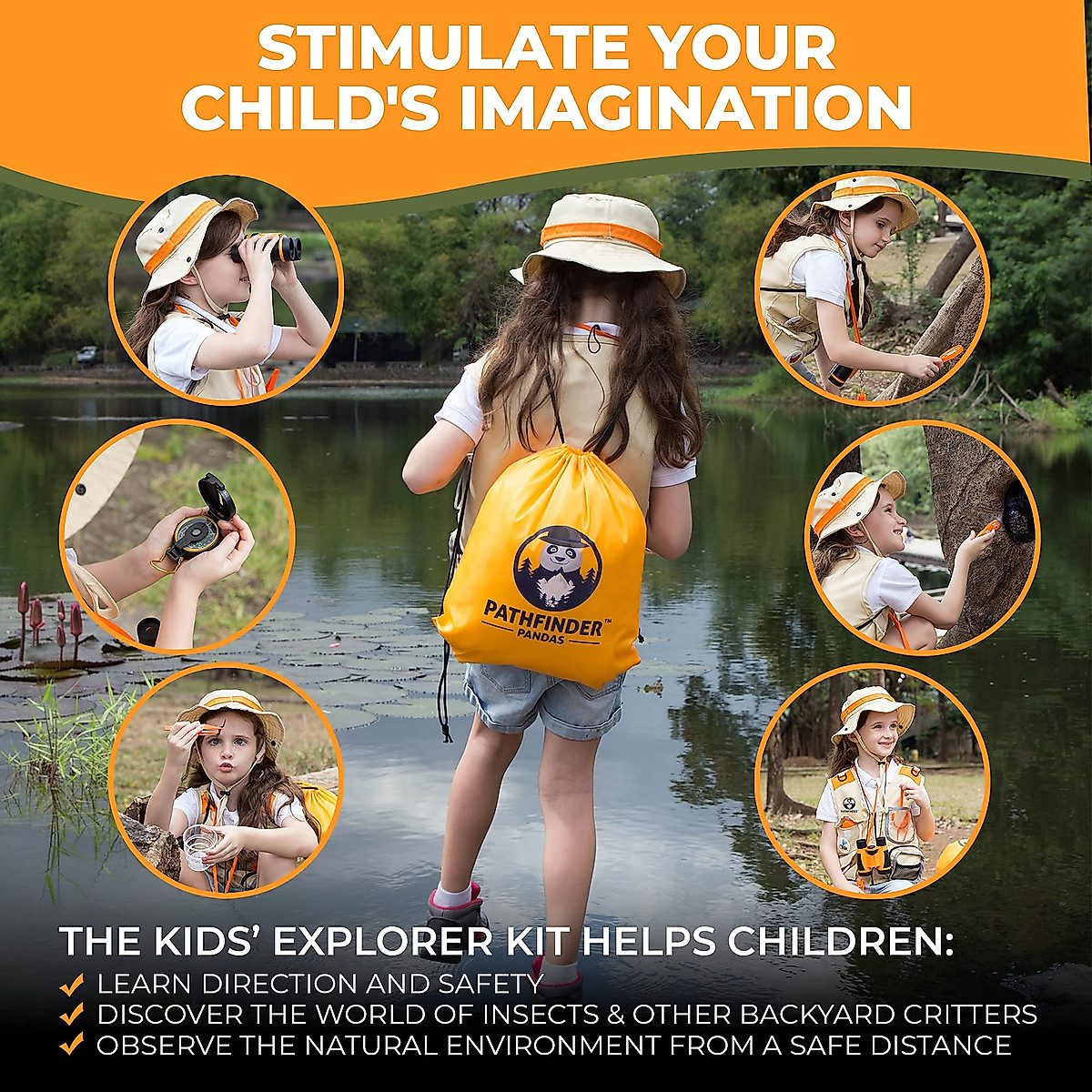 Kids Explorer Kit with Safari Vest & Hat for 3-12 Year Old Boys & Girls - Safari Costume Kids, Zoo Keeper, Paleontologist, Bug Kit & More - Giftable STEM Outdoor Explorer Kit for Kids + Bug Ebook