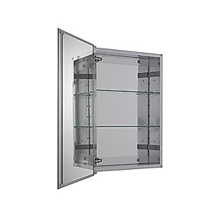 Croydex Hartford Single Door, Recessed or Surface Mount, Hang 'n' Lock Easy Installation Medicine Cabinet, 20W x 26H, Aluminum
