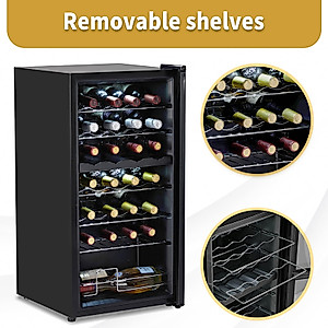 Winado 28-Bottle Dual Zone Compressor Wine Cooler, Freestanding Compact Mini Wine Fridge with Adjustable Temperature, Digital Control & Removable Shelves for Wine Storage