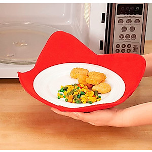 ULVEOL Set of 2 Red Microwave Bowl Cloth Hot Pads Pot Holders Hot Pad Pot Holder Microwavable Bowl Cozies for Food, Ooma, Ramen Bowl Cozy or Soup Koozie, Good Kitchen Accessories, Gadgets