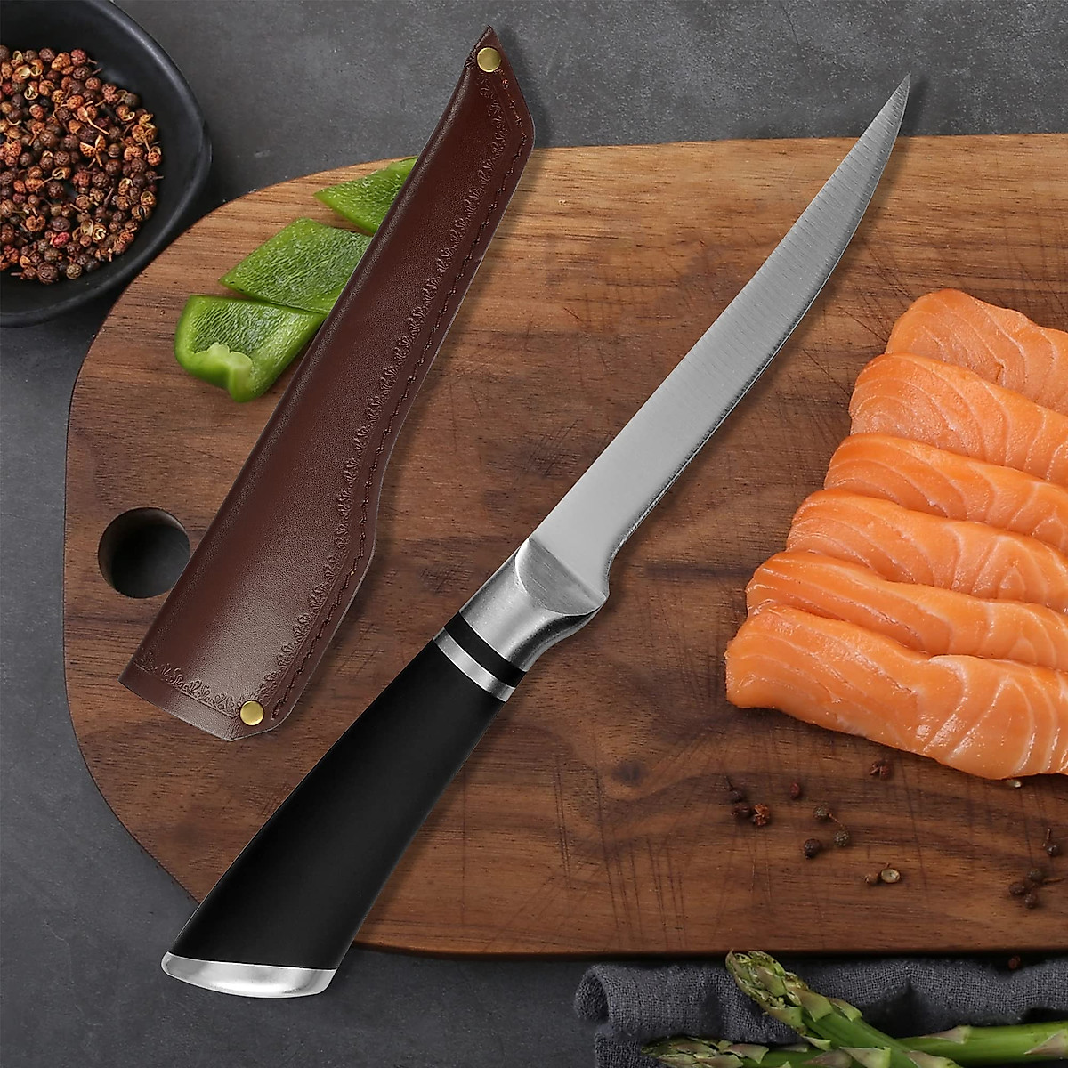 XYJ 3pcs/set Leather Knife Sheath For 6 7 8 Inch Fish Filleting Knives Blade Guards Protector With Belt Loop Universal Carry Knife Sleeves