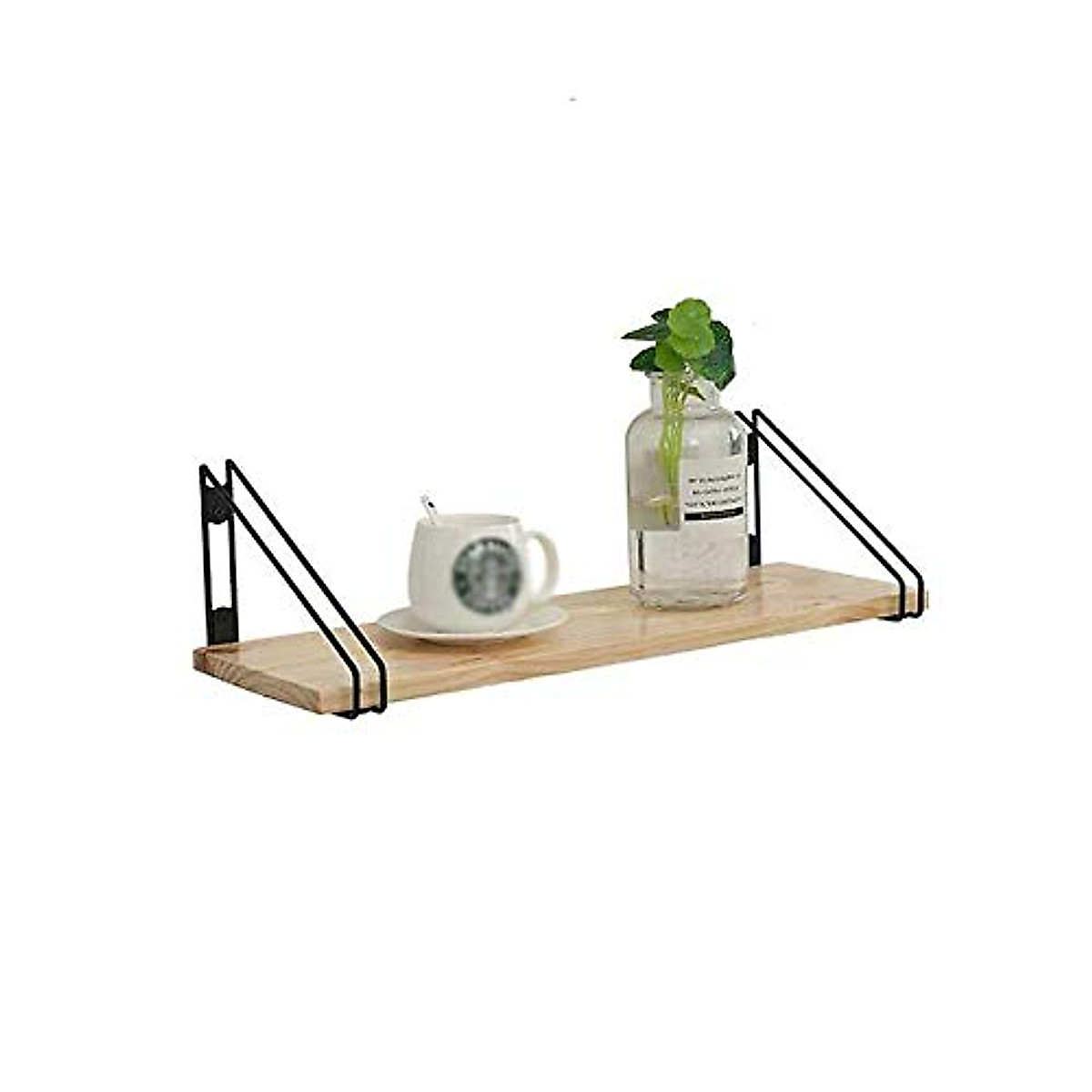 PIBM Stylish Simplicity Shelf Wall Mounted Floating Rack Shelves Solid Wood Metal Bracket Bookshelf Simple Modern Living Room Clothing Store Coffee Shop,5 Sizes, a ,