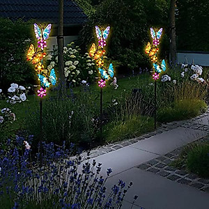 Solar Lights Outdoor Waterproof Garden Butterfly Light Decorative Solar Stake Lights with Butterflies Decor for Garden Yard Lawn Patio Pathway(2 Pack)