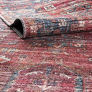 Rugs com Maahru Collection Washable Rug,Square Rust Red Low-Pile Rug Perfect for Living Rooms, Kitchens, Entryways Antique Red 3 ft 3 Square