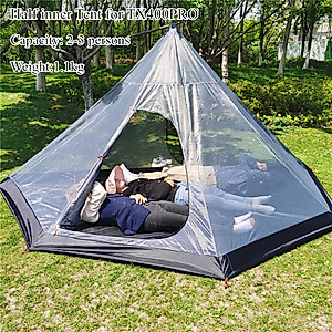 MCETO Outdoor Half Inner Mesh Tent,TX400PRO 5 Corner Tipi Hot Backpacking Hiking Bushcraft Travel Stove Equipment