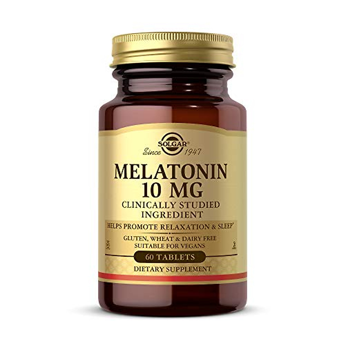 Solgar Melatonin 10mg, 60 Tablets - High-Dosage - Helps Promote Relaxation & Sleep - Clinically-Studied Melatonin - Supports Natural Sleep Cycle - Vegan, Gluten Free, Dairy Free, Kosher - 60 Servings