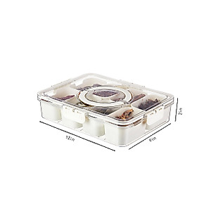 Snack Box Container, Dishwasher Safe Fruit Storage Containers, Divided Serving Tray with Lid for Veggie, Candy and Nuts Organizer, Snackle Charcuterie Boxes for Kids, Adults Travel, Party and Picnic