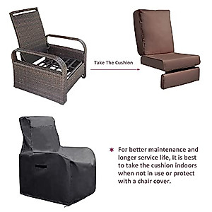 BABYLON Outdoor Wicker Recliner, Patio Recliner Adjustable Chair with 5.11" Cushions and Ottoman, UV/Rust/Weather Resistant/Aluminum Frame/Hand Woven, Brown Color