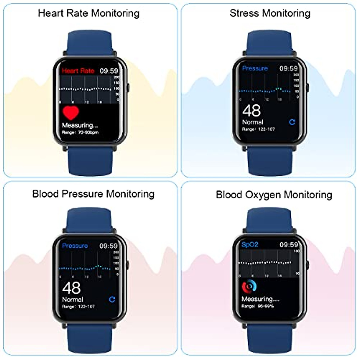 BJNAAL Smart Watch for Man Android Phones iPhone Compatible, IP68 Waterproof Fitness Tracker Smartwatch with Sleep/Health Monitor/Activity Tracker 1.7'' Touchscreen Digital Sport Watches for Men