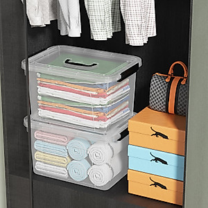 Vadidiya 4 Packs 18 Quart Clear Plastic Storage Latching Bins, Clear Storage Boxes with Handles