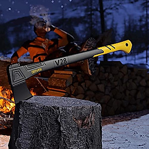 LEXIVON V28 Chopping Axe, 28-Inch Lightweight Fiber-Glass Composite Handle & Ergonomic TPR Grip | Protective Carrying Sheath Included (LX-V28)