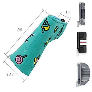 Golf Blade Putter Cover Headcover Club Protector Magnetic Bar Closure, Sweet Candy Putter Headcover Blade Putter Headcover for Scotty Cameron Taylormade Odyssey