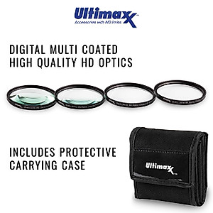 58MM Ultimaxx Professional Four Piece HD Macro Close-up Filter Kit (1, 2, 4, 10 Diopter Filters) for Canon EOS 90D, 80D, 77D, 70D, Rebel T7, T7i, T6i, T6, T6s, T5i, T5, T4i, T3i, T100, SL3, SL2, SL1