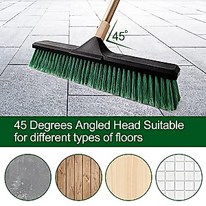 Eyliden 18" Wide Push Broom with 66" Long Handle, Heavy-Duty Professional Outdoor Indoor Brooms with Stiff Bristles, Garage Broom for Sidewalk Driveway Yard Patio Decks Bathroom Cleaning
