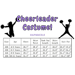 HAPNBCELE Cheerleader Outfit for Girls Cheer Uniform Cheerleading Pom Poms (Heart, 140)