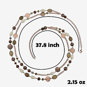 Bocar Long Necklaces for Women Trendy, Boho Layered Crystal Beaded Collar Necklaces for Women Fashion Statement Necklaces Jewelry (NK-10084-Brown)