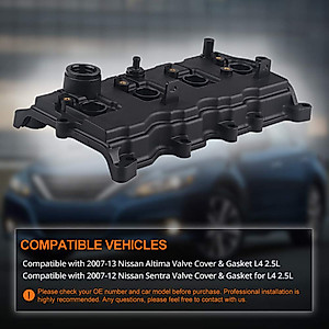 WATERWICH Valve Cover Compatible with Nissan Altima Sentra 2.5L 2007 2008 2009 2010-2013 with Gasket Replaces 13264JA00A 13270JA00A