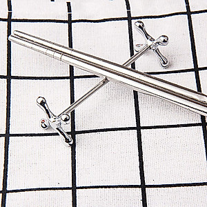 MULHUE 6 Pcs Stainless Steel Chopsticks Rest Spoons Stand Forks Knifes Holder Rack Stand Metal Craft Table Decoration (Silver)