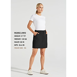 Willit Women's Skorts Golf Casual Skort Skirts UPF 50+ Quick Dry Zip Pockets Outdoor Hiking Black S